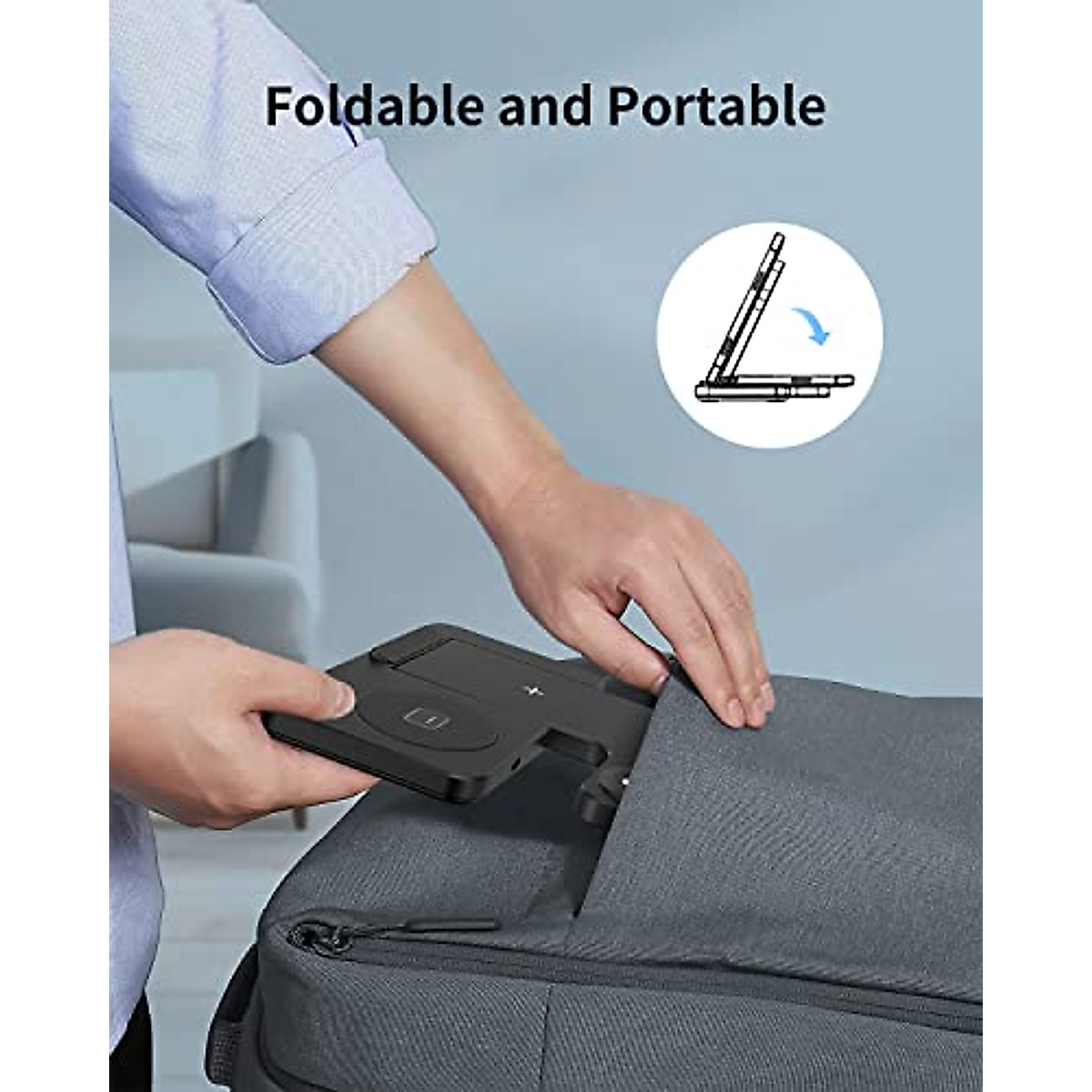 JoyGeek Foldable 3-in-1 Wireless Charger - Charging Dock for Apple, Wireless Charger Station for iPhone 14/13/12/11 Pro, Pro Max, Plus, Mini/SE/X/8, iWatch Ultra/8/7/6/SE/3, AirPods Pro/Pro2/2/3