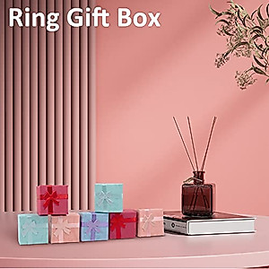 TACYKIBD 24Pcs Gift Box Set, Cardboard Ring Box with Foam and Bow Small Jewelry Box for Christmas, Birthday, Anniversaries, Valentine’s Day, Mother’s Day and Other Festivals (Assorted Color)