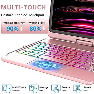 iPad Pro 11 inch Case with Keyboard, iPad Air 5/Air 4 10.9 inch Keyboard Case with Trackpad, Keyboard Case for iPad Air 5/Air 4 and iPad Pro 1-4 Gen, Backlit 10 Color & 360 Screen Rotation - Rose Gold