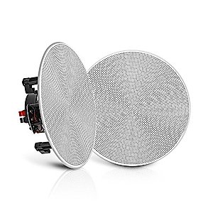 Pyle Pair 5.25” Flush Mount In-wall In-ceiling 2-Way Speaker System Spring Loaded Quick Connections Changeable Round/Square Grill Stereo Sound Polypropylene Cone Polymer Tweeter 150 Watts (PDIC1656)