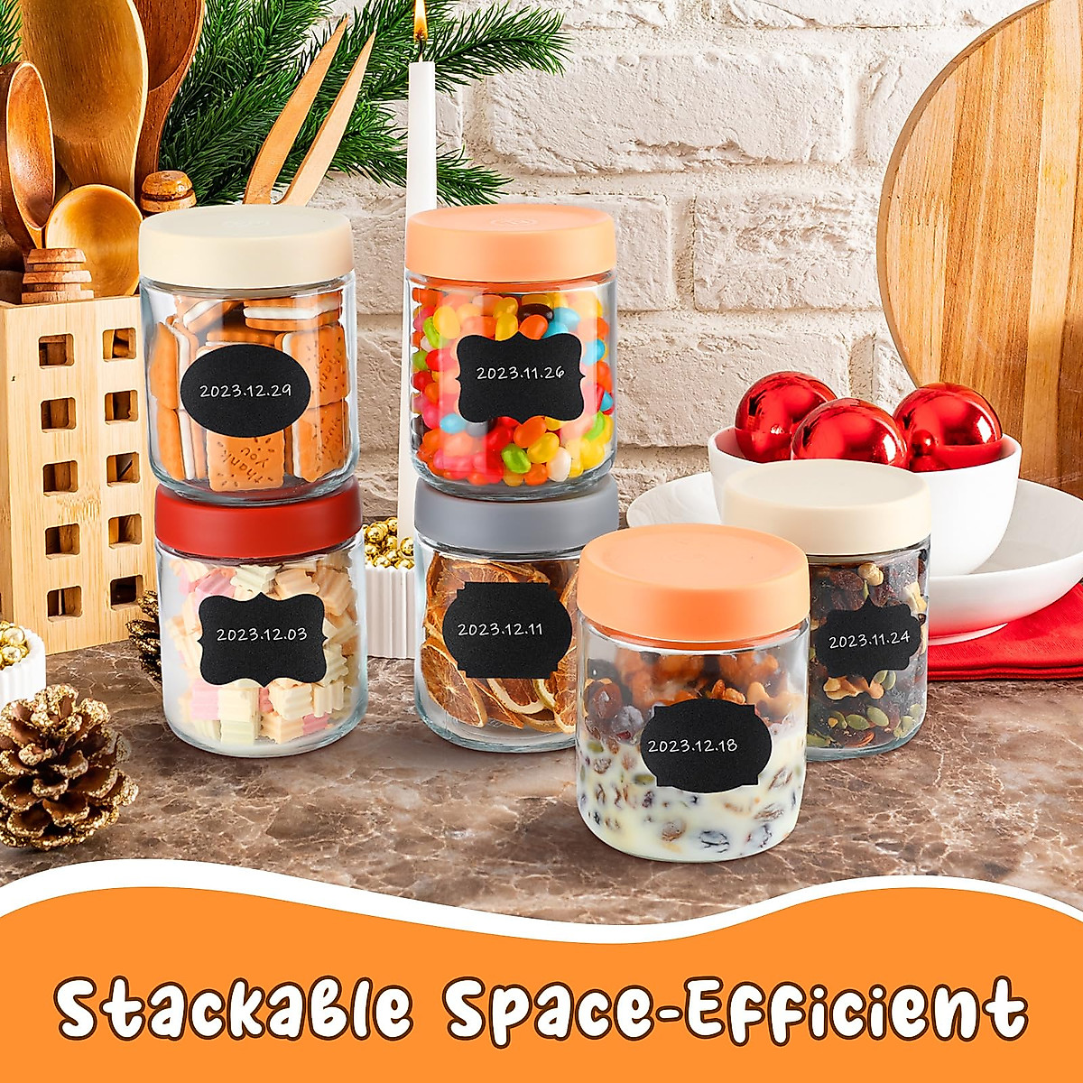 Hushee 12 Pcs 16 oz Overnight Oats Containers with Lids Wide Mouth Mason Jars Leak Proof Yogurt Containers with Lids Meal Containers for Parfait Fruit Salad Dressing Beans Sugar Storage Supplies