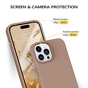 GUAGUA Compatible with iPhone 14 Pro Max Case 6.7 Inch Liquid Silicone Soft Gel Rubber Slim Microfiber Lining Cushion Texture Cover Shockproof Protective Case for iPhone 14 Pro Max, Brown