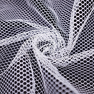 62 X 59 Inch White Mesh Fabric Slightly Stretchy for Sewing Projects, Shopping Bag, Backpack Pocket and Straps and Netting Clothes