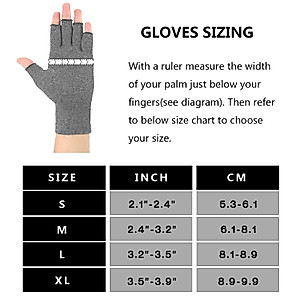 Brace Master 2 Pairs Arthritis Gloves, Compression Gloves for men and women (Large (2 Pair), Gray)