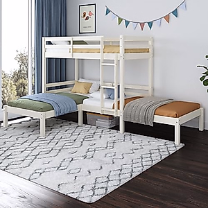 DHP Casey Kids' L-Shaped Corner Triple Bunk Bed, White