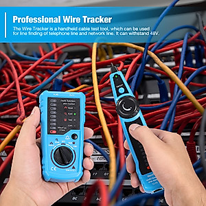 Mastfuyi Network Cable Tester, Cable Tracer with Probe Tone, RJ11 RJ45 Line Finder, Wire Tracker Multifunction, Ethernet LAN Network Cat5 Cat6 Cable Maintenance Collation, Telephone Line Test