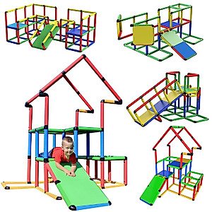 Kids Playground Set - Funphix Jumbo 467-Pc Construction Set with Toddler Slide, Indoor Climbing for Kids, & Jungle Gym - Multifunctional Kids Outdoor Playhouse for Indoor Sports & Outdoor Play Toys