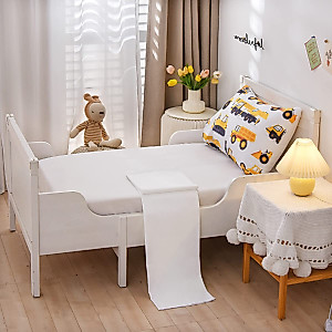 NTBED 4 Pieces Construction Toddler Bedding Set for Baby Boys, Truck Vehicles Excavator Cars Printed, includes Comforter, Flat Sheet, Fitted Sheet and Pillowcase,White