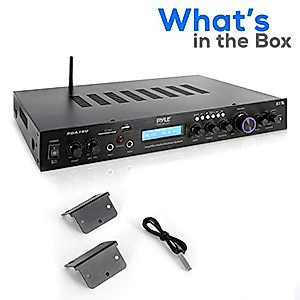Pyle - 5 Channel Rack Mount Bluetooth Receiver, Home Theater Amp, Speaker Amplifier, Bluetooth Wireless Streaming, MP3/USB/SD/AUX/FM Radio, 200 Watt, w/Digital ID3 LCD Display from - PDA7BU.5