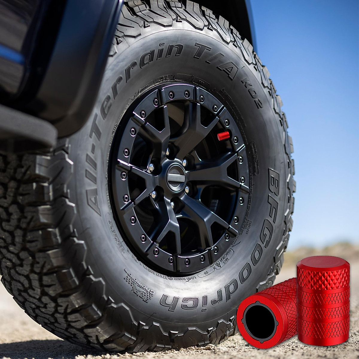 UGSHY 4 PCS Tire Valve Stem Caps for Car, Alloy Tire Valve Cap Set, Universal for Cars Trucks Motorcycles SUVs (Red)