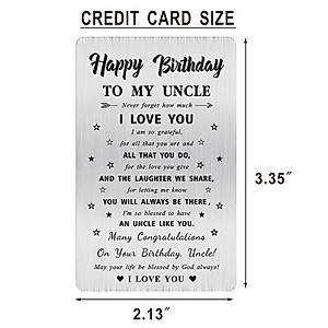 Alotozo Uncle Birthday Card, Happy Birthday Gifts to My Uncle, Bday Engraved Wallet Card Inserts for Uncle