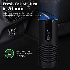 SISMEL Mini Air Purifier for Car,Silent Rechargeable Portable Air Purifier Lonizer with Display Screen,Air Purifier with HEPA Filter,for Car,Home,and Office(Black)