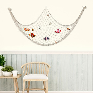 Fish Net Decor Decorative Fishing Net Decor Fish Net Decorations Ocean Fish Net Wall Decoration, Cotton Hawaiian Party Fish Net Ocean Themed Fishnet Room Party Accessory Wall Hangings