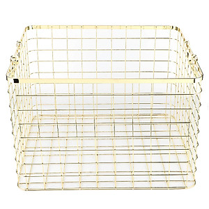 Keebgyy Stainless Steel Clothes Laundry Storage Basket, Laundry Hamper, Laundry Basket, with Handles Organizer Storage Basket Clothes Organizer Stainless Steel Basket for Kitchen Bedroom Gold