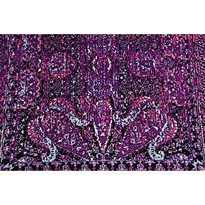 Unique Loom Imperial Collection Paisley, Distressed, Border, Vintage, Modern, Abstract Area Rug, 3 ft x 9 ft 10 in, Lilac/Black