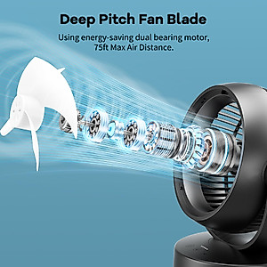 HandFan 9-Inch Air Circulator Fan with 110-Degree Tilt Head and 5 Speed Settings, Fans for Home Bedroom, 70ft Strong Airflow, Aroma Function, 5 Timer Settings Ultra Quiet (30 dB), Black(AC Power)