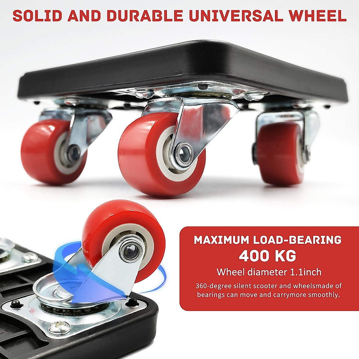 Kocuos Moving Dolly with Casters, Hardwood Furniture Dolly Set with Lifter, Movers Dolly for Heavy Furniture in Home, Office or Warehouses - Large Load Capacity Safe Dolly (4 Wheels)