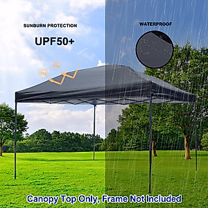 Joramoy 10×10 Canopy Replacement Top Only, Waterproof Pop Up Canopy Tent Top Cover with Ropes, Instant Canopy Top Sunshade Sliver Coated for Outdoor Garden Patio Camping (Black)