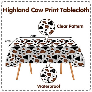 Brown Cow Prints Plates and Napkins Party Supplies, Highland Cow Birthday Decorations-Cow Print Tablecloth, Banner, Plates and Napkins, Balloons, Straws for Farm Party Baby Shower, Cowboy Cowgirl