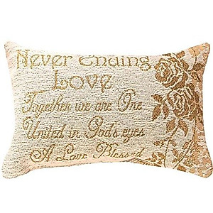 Manual 12.5 x 8.5-Inch Decorative Throw Pillow Reversible Word Pillow, Golden 50th Anniversary