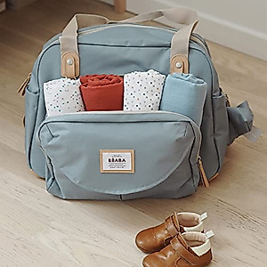 Beaba Geneva Diaper Bag, Multifunction Baby Diaper Bag, Diaper Bag with Bag Strap for Baby Stroller, Changing Pad, Insulated Bag, Baby Must Haves, Sage