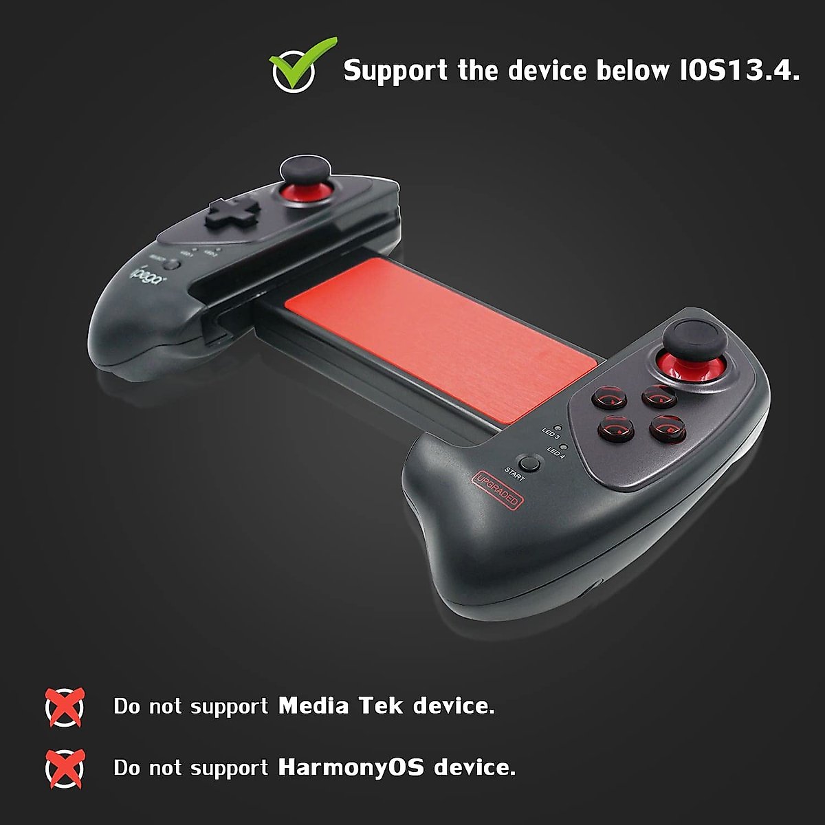 Mcbazel PG-9083s Wireless 3.0 Stretching Extendable Gamepad Telescopic Game Controller Joystick Pad for 5-10 inch Android Smart Phone Tablet Windows PC (NOT for iOS)