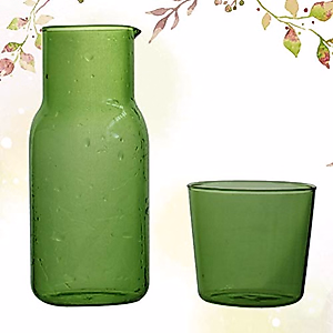 YARNOW 500ml Water Carafe Set Hot Cold Water Milk Beverage Pitcher with Matching Glasses Drinking Water Bottle Kettle for Bedroom Home Restaurant Supplies Green