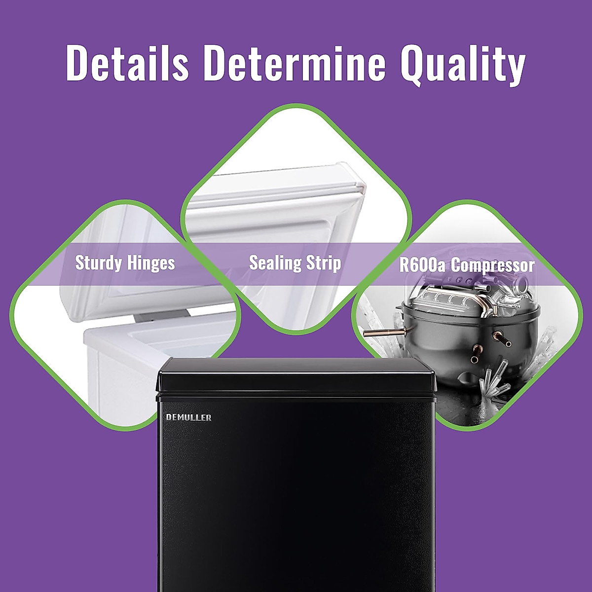 DEMULLER 4.0 Cubic Feet Deep Chest Freezer Small Freezer with Electronic Display Screen Electronic Thermostat Accurate to Every Degree removable Storage Basket Black