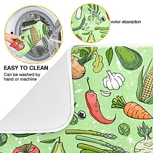 Absorbent Dish Drying Mat for Kitchen Counter - Fruit and Vegetable Microfiber Drying Pad, Reversible Drainer Mats for Countertop, Small 16 x 18 inch