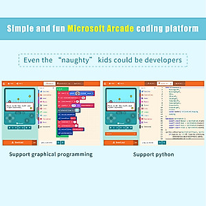 ELECFREAKS Retro Coding Arcade for Microsoft Makecode DIY Programmable Handheld Game Console Suitable for STEM Education, Kid Game Programming Learning Machine Supports Block Programming and Python