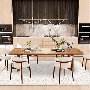 CAPALOCA Area Rug 8x10 Boho Area Rugs Print Machine Washable Rug Vintage Distressed Stain Resistant Soft Carpet Rugs Non Slip Low Pile Water Repellent for Living Room Bedroom Cream/Beige