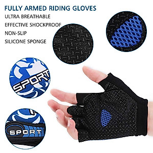 Accmor Cycling Gloves for Women Men, Half Finger Bike Gloves, Road Bicycle Gloves, Shock-Absorbing Anti-Slip Breathable Motorcycle Mountain Bike Gloves for Men Women Adults