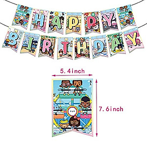 Toca Party Decorations Boca Life Birthday Party Supplies Includes CupCake Toppers, Cake Toppers,Banner Garland, Balloons, Party Favor Pack For Kids