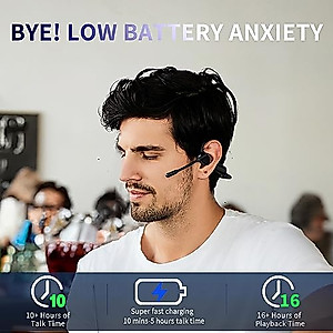 oleap Pilot Open-Ear Headset with 50dB Noise Canceling Boom Microphone,Lightweight Bluetooth Wireless Headphone with Mute for Trucker,Office,Call Center,Switching Mobile & PC-Headset+Dongle