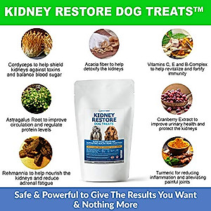 Kidney Restore Dog Treats: Restorative Dog Treats for Kidney Issues, Low Protein Dog Treats for Any Kidney Diet Dog Food, Special Renal Treats for Supporting Good Kidney Health for Dogs. Best Treat!