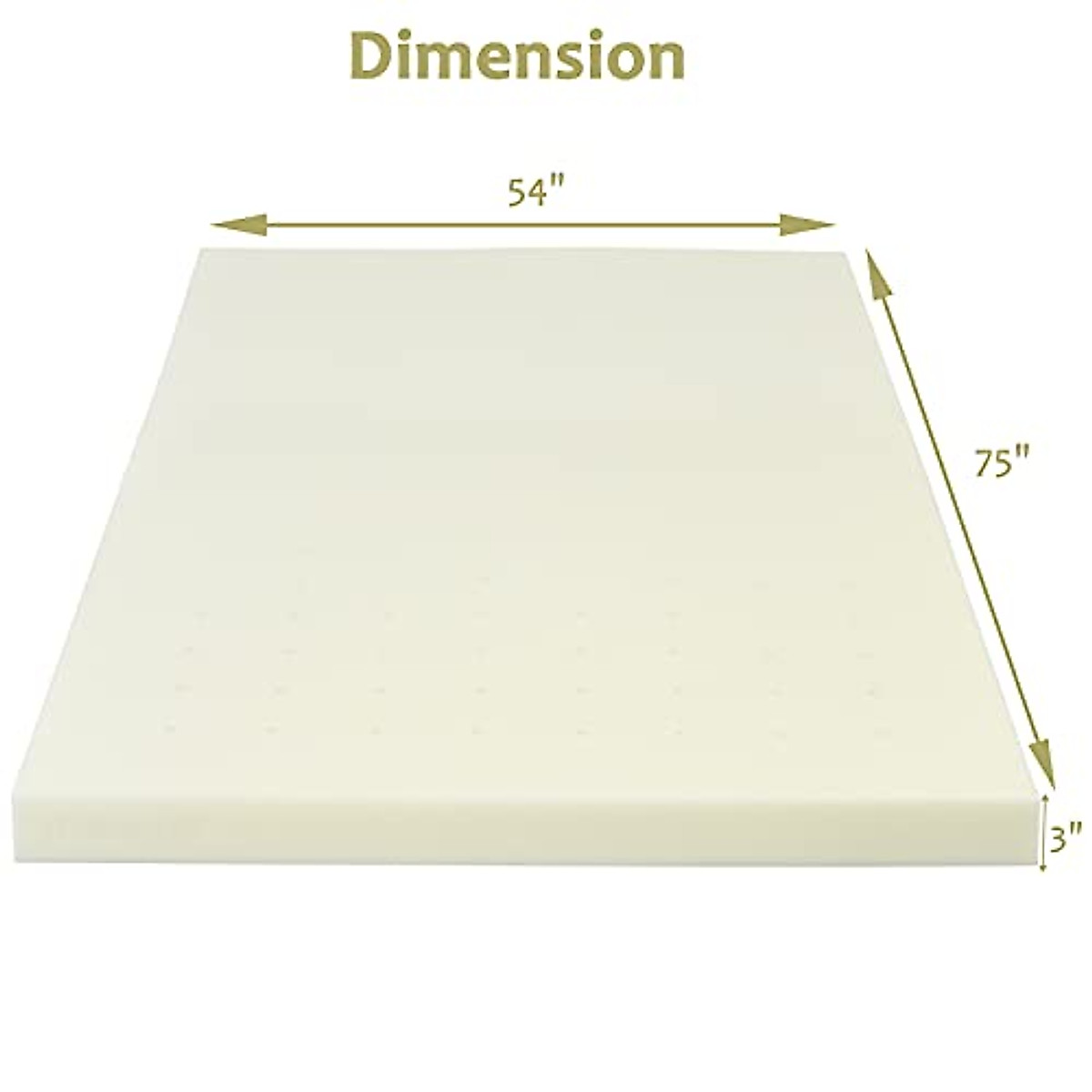 GOFLAME 3 Inch Full Size Mattress Topper, Ventilated Mattress Pad High Density for Cozy Sleeping