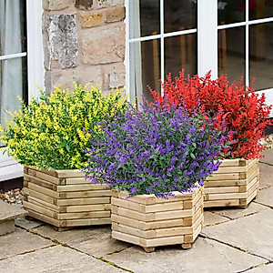 GREENRAIN 24 Bundles Artificial Lavender Flowers Outdoor Fake Flowers for Decoration UV Resistant No Fade Faux Plastic Plants Garden Porch Window Box Décor (Purple)