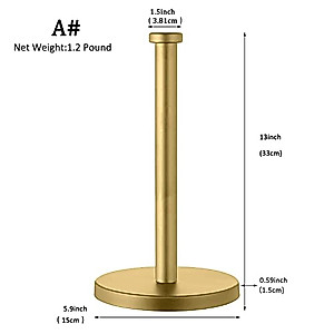 Gold Stainless Steel Paper Towel Holder, Sturdy and Heavy for Kitchen Bathroom Bedroom Office Restaurant Coffee Shop Study Iiving Room Toilet（Gold）