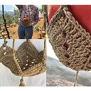 Jute Crochet 30 inch Long Indoor Plant Hanger for 3-inch to 12-inch Pots, Star Hanging Planter Macrame Plant Holder Rope plant Hanger Wall Planter Boho Home Decor Indoor Hook Wall Hanging