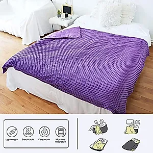 Alomidds Weighted Blanket (60"x80",20lbs Queen Size Navy),Weighted Blankets for Adults, Cooling Breathable Soft Flannel Heavy Blanket with Glass Beads