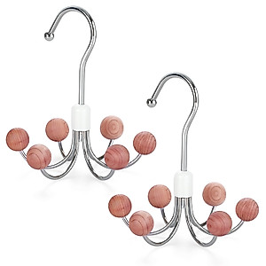 TOPIA HANGER Hoodie Hangers 2-Pack with 6 Cedar Balls, 360°Swivel Purse Hanger, Scarf Hanger, Closet Hooks, Handbag Organizer, Bra Hanger, Accessory Organizers for Scarf, Tanktop, Hat, Hoodie CT43C
