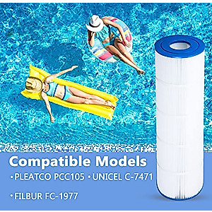 PELLUCID PCC105-PAK4 Pool Filter Compatible with Pleatco, Pentair CCP420, 178584, Unicel C-7471, 817-0106, Filbur FC-1977, Easy to Clean and Reuse, Advanced Filtration System for Long Life, 4 Pack