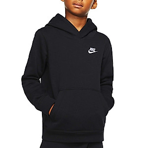 NIKE Boy's Nsw Pull Over Hoodie Club, Black/White, Large