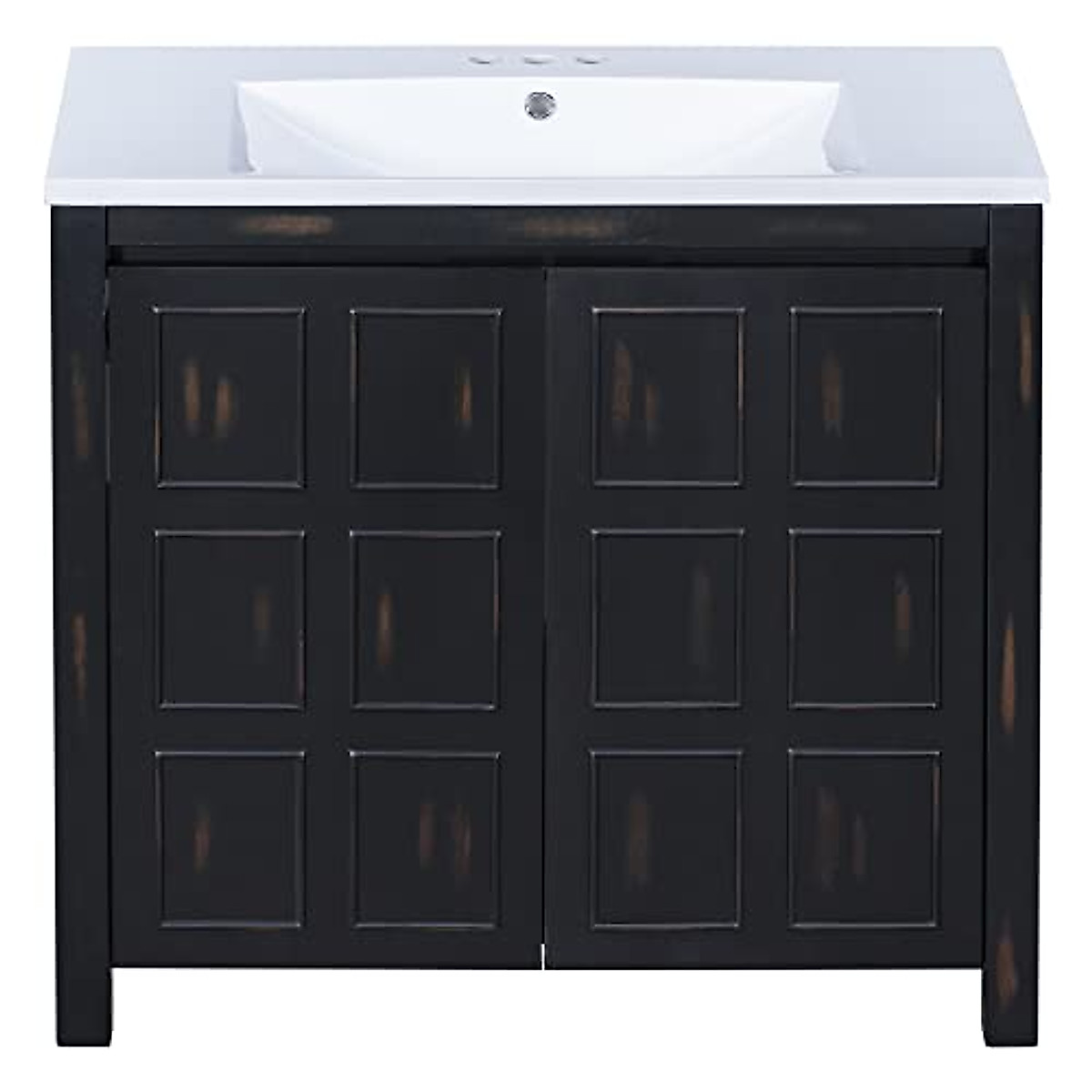 LUMISOL 36" Bathroom Vanity with Sink, Single Bathroom Storage Cabinet with Soft Closing Doors & Adjustable Shelf, Modern Bathroom Vanity with Undermount Basin, Solid Wood Frame, Espresso