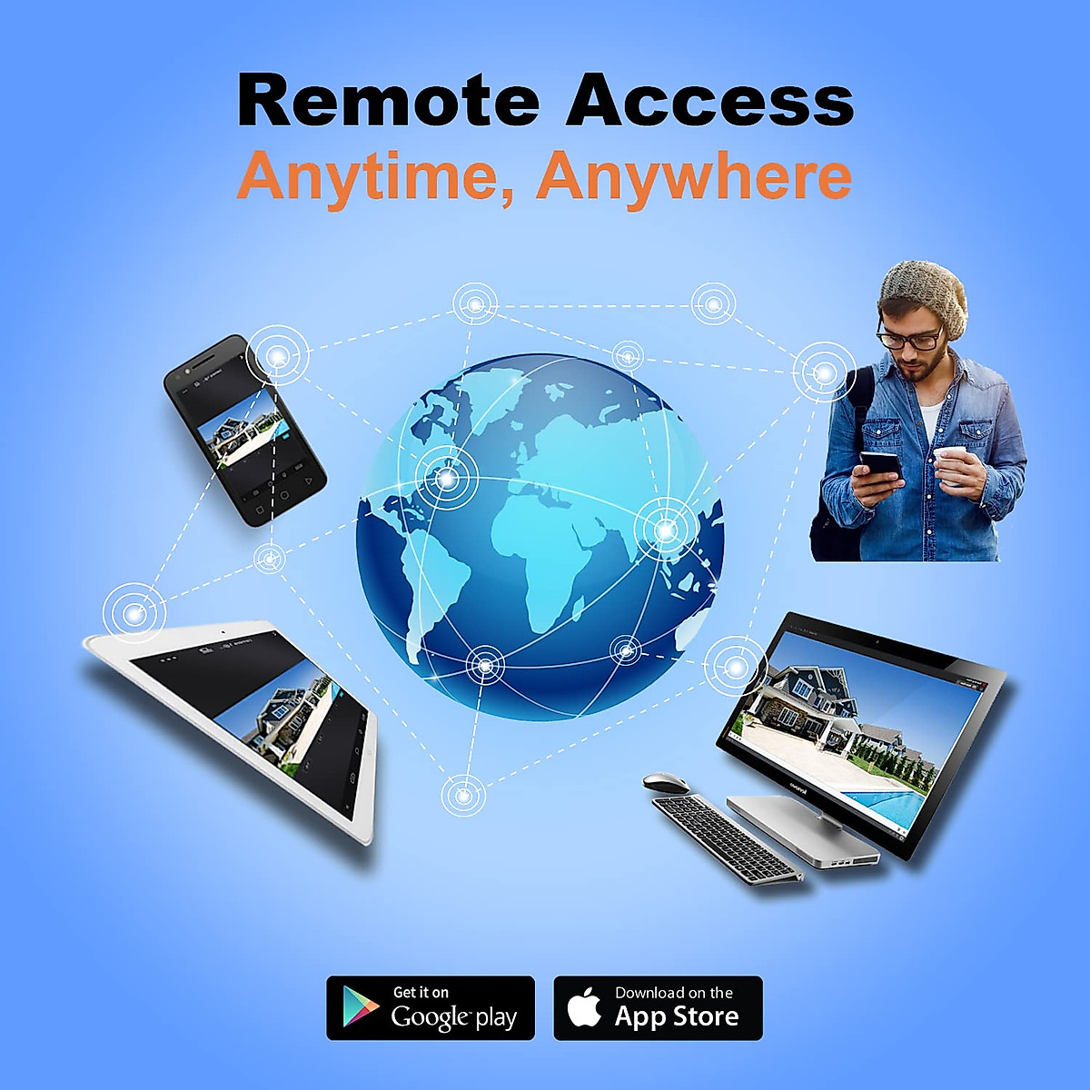 101AV 16CH Security Camera System Hybrid HD H.265/H.264 5in1 DVR/NVR, HD-TVI/CVI/AHD/IP, HDMI/VGA Video Out, Phone APPs for Home & Office, Work w/ 5MP Lite Analog & 8MP Lite IP Camera, 2TB HDD(no PoE)