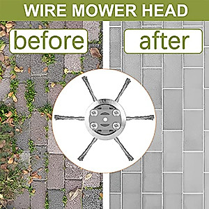 BGTOOL Cordless Steel Wire Wheel 6 Teeth Trimmer Head Weed Brush Lawn Mower Grass Weed Eater Trimmer Brush Head for Lithium Strimmer