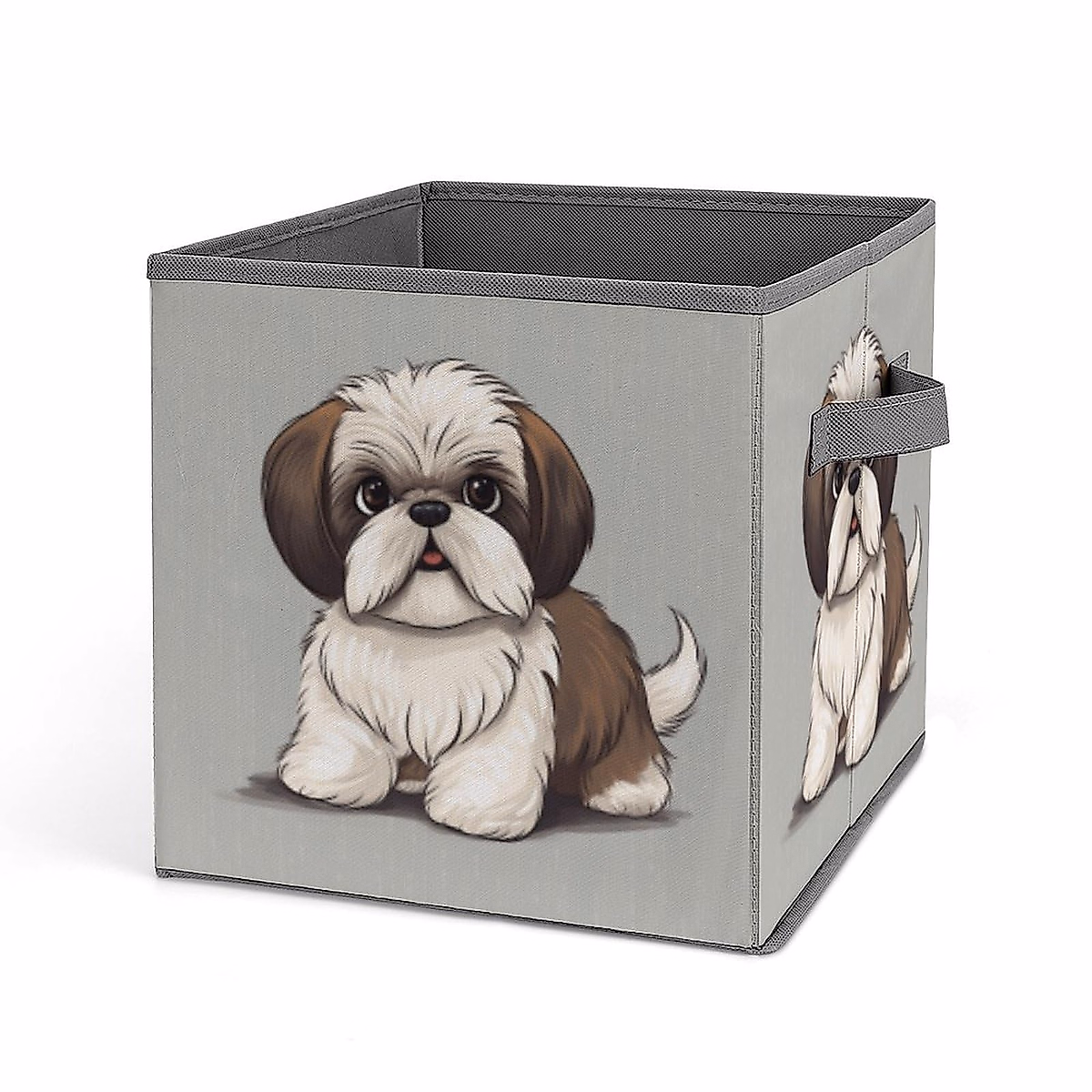 WYUSPGK Collapsible Storage Bins, Shih Tzu Dog Print Durable Organizer with Handles, Foldable Storage Boxes for Bedroom, Office, And Closet