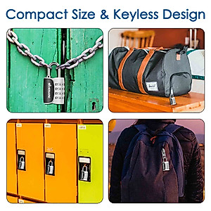 GIVERARE 2 Pack Combination Lock, 4-Digit Padlock Keyless, Resettable Luggage Locks for Backpack, Gym & School & Employee Locker, Weatherproof Travel Lock for Fence, Backyard Gate, Hasp, Case-Silver