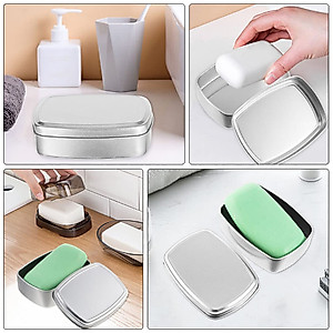 COHEALI Aluminum Tin Cans 4pcs Rectangular Empty Hinged Tin with Lid Aluminum Jar for Storage Pin Candy Jewelry Craft (9.5X7X2.8CM)