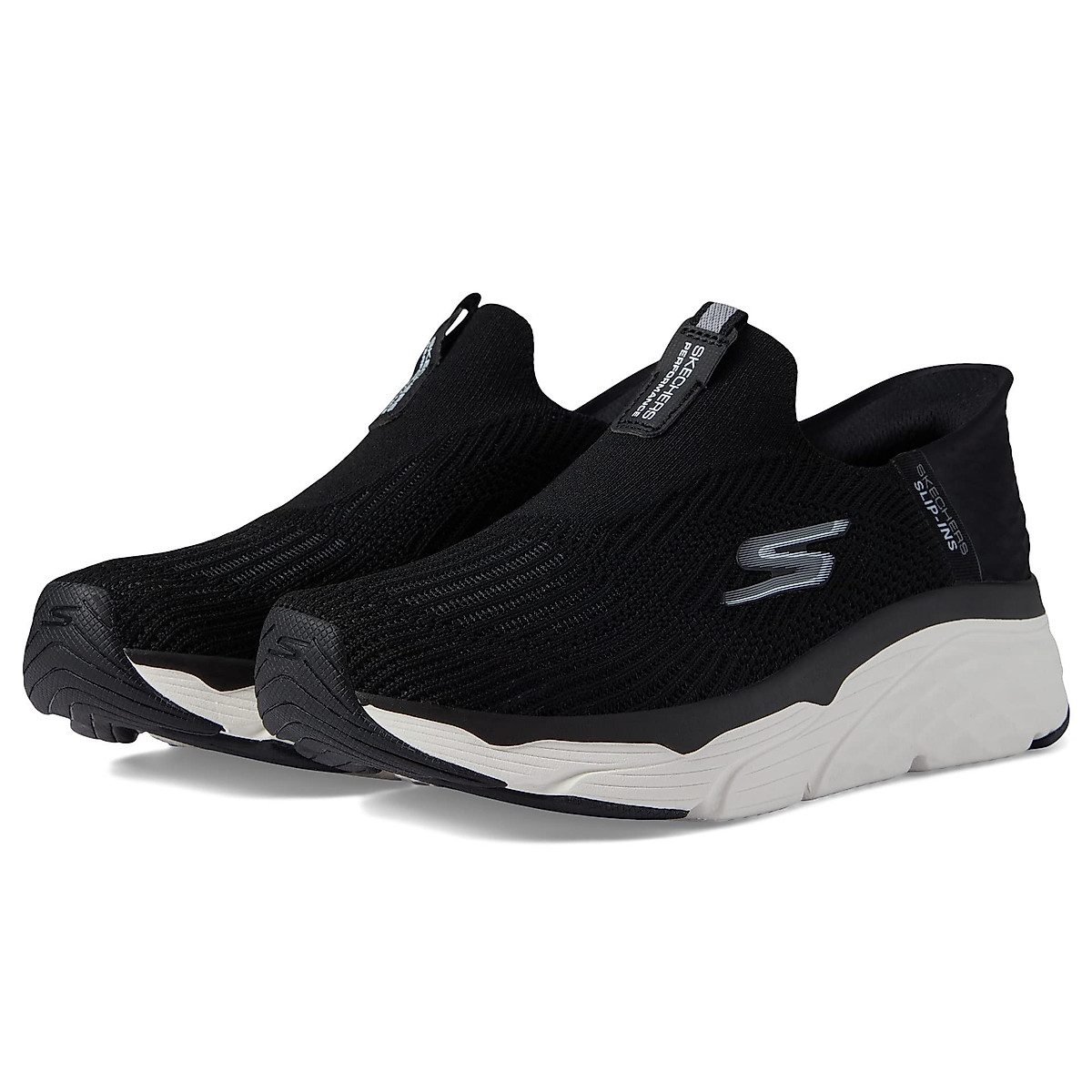 Skechers Women's Hands Free Slip-Ins Max Cushioning Elite-Smooth Transition Sneaker, Black/White, 8